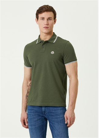 Moncler Erkek Haki Polo Yaka Logolu T-shirt S EU