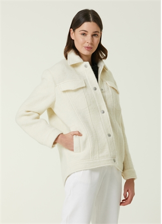 Allsaints Kadın Faye Ekru Yün Ceket Beyaz 0 UK Allsaints Kadın Faye Ekru Yün Ceket Beyaz 0 UK