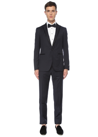 Pal Zileri Erkek Lacivert Kelebek Yaka Şerit Garnili Yün Takım 48 IT