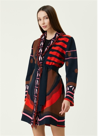 Arzu Kaprol Kadın Lacivert Jakarlı Püskül Detaylı Triko Ceket 2 EU Arzu Kaprol Kadın Lacivert Jakarlı Püskül Detaylı Triko Ceket 2 EU