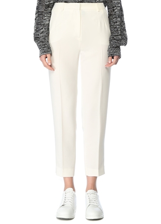Beymen Collection Kadın Ekru Normal Bel Cigarette Krep Pantolon Beyaz 34