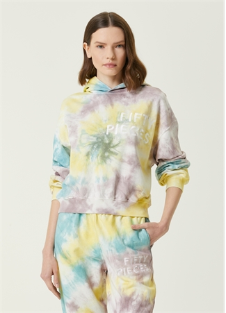 Fifty Pieces Kadın Loose Fit Kapüşonlu Batik Desenli Sweatshirt L EU