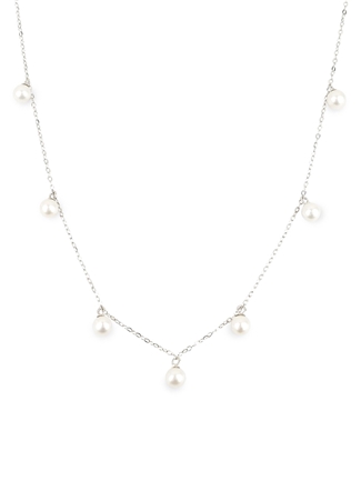 Lulu Jewelery Kadın İncili Gümüş Rengi Kolye Gri EU Lulu Jewelery Kadın İncili Gümüş Rengi Kolye Gri EU