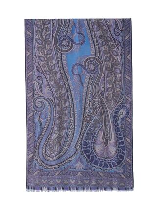 Etro Erkek Mavi Şal Desenli Atkı EU