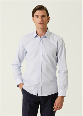 Network Erkek Slim Fit Beyaz Mavi Çizgi Desenli Gömlek 38 EU Network Erkek Slim Fit Beyaz Mavi Çizgi Desenli Gömlek 38 EU