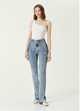 Lol Kadın Mimi Mavi Düğme Detaylı Jean Pantolon 36 US Lol Kadın Mimi Mavi Düğme Detaylı Jean Pantolon 36 US