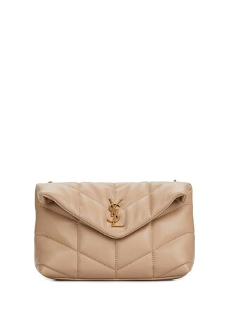 Kadın Puffer Toy Bej Deri Omuz Çantası EU