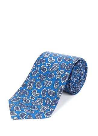 Etro Erkek Mavi Mikro Şal Desenli İpek Kravat EU