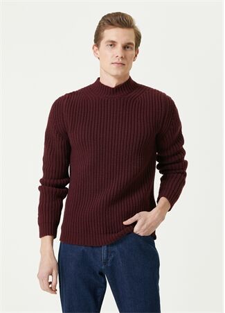 Sartoriale Erkek Bordo Örgü Dokulu Yün Kazak 48 IT