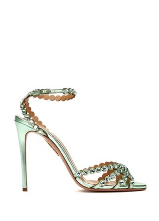 Aquazzura Kadın Tequila Yeşil Taşlı Bantlı Deri Sandalet 36.5 EU Aquazzura Kadın Tequila Yeşil Taşlı Bantlı Deri Sandalet 36.5 EU