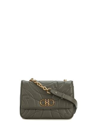 Salvatore Ferragamo Kadın Gri Logo Detaylı Deri Omuz Çantası EU Salvatore Ferragamo Kadın Gri Logo Detaylı Deri Omuz Çantası EU