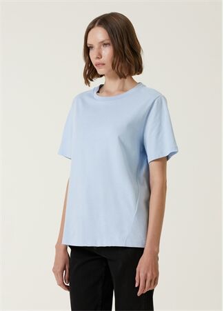 Academia Kadın Mavi Bisiklet Yaka T-shirt XS