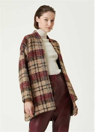 Maksu Kadın Versailles Bordo Ekoseli Kaban XS/S EU