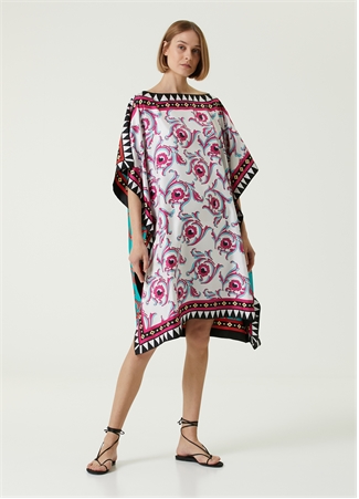 La Doublej Kadın Beyaz Mavi Desenli Midi İpek Plaj Elbisesi XS/S EU La Doublej Kadın Beyaz Mavi Desenli Midi İpek Plaj Elbisesi XS/S EU