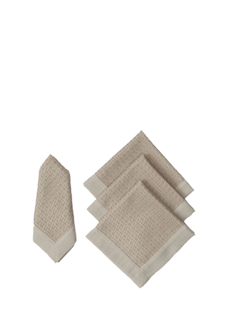 Haan Bej Geometrik Desenli 4lü Peçete Seti Gri