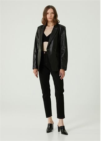 Anine Bing Kadın Siyah Kruvaze Deri Ceket S EU