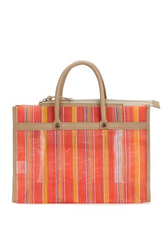 Tepito Bags Kadın Colorblocked Çizgili Alışveriş Çantası Kırmızı EU