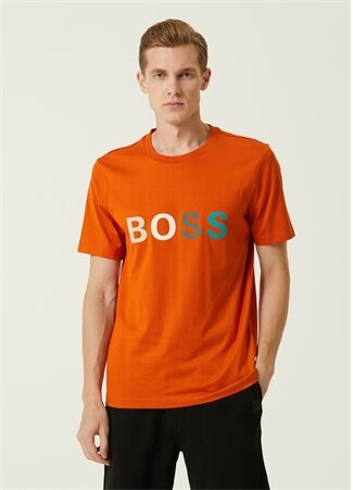 Boss Erkek Turuncu Logo Baskılı T-shirt S EU