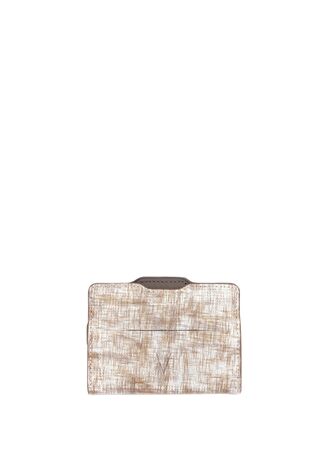 Hiva Atelier Kadın Bej Beyaz Desenli Deri Kartlık EU