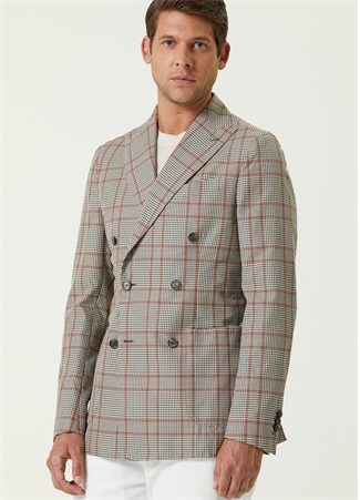 Pal Zileri Erkek Gri Kırlangıç Yaka Ekose Desenli Ceket 48 IT Pal Zileri Erkek Gri Kırlangıç Yaka Ekose Desenli Ceket 48 IT