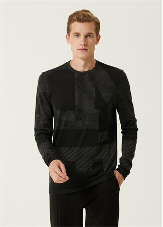 Knt Erkek Siyah Logo Jakarlı Kazak XL EU