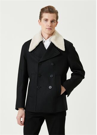 Neil Barrett Erkek Siyah Yaka Detaylı Kaban 50 IT