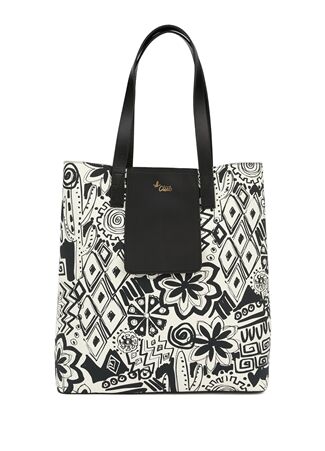 Beymen Club Kadın Siyah Graffiti Desenli Alışveriş Çantası EU