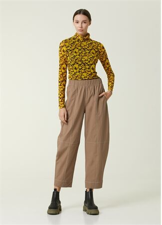 Ganni Kadın Bej Dikiş Detaylı Pantolon Kahverengi 38 FR