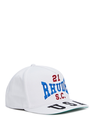 Rhude Erkek Beyaz Logo Nakışlı Şapka EU Rhude Erkek Beyaz Logo Nakışlı Şapka EU