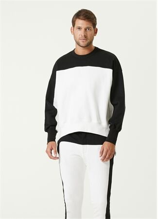 Alexander McQueen Erkek Siyah Beyaz Logolu Sweatshirt L EU