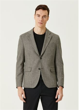 Palzileri Lab Erkek Bej Kazayağı Desenli Yün Ceket 50 IT
