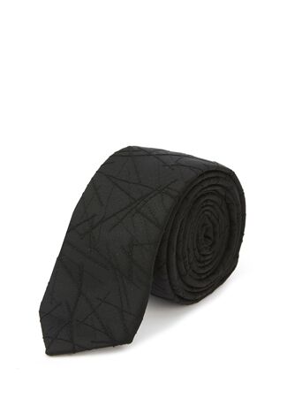 Palzileri Lab Erkek Siyah Desenli İpek Kravat EU