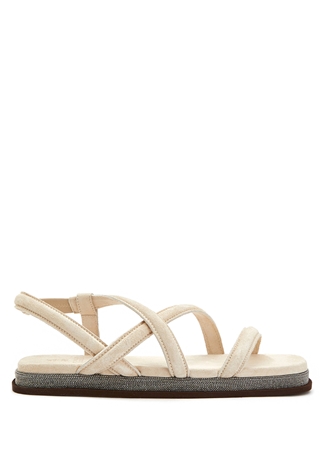 Brunello Cucinelli Kadın Bej Deri Sandalet Beyaz 36 EU Brunello Cucinelli Kadın Bej Deri Sandalet Beyaz 36 EU