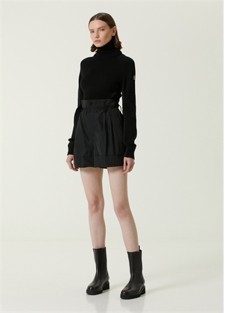 Moncler Kadın Siyah Yüksek Bel Pilili Şort 44 IT