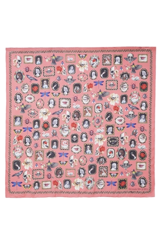 Alexander McQueen Kadın Pembe Karışık Desenli İpek Şal Kırmızı EU Alexander McQueen Kadın Pembe Karışık Desenli İpek Şal Kırmızı EU