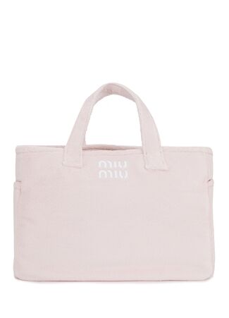 Miu Kadın Pembe Logolu Dokulu El Çantası EU