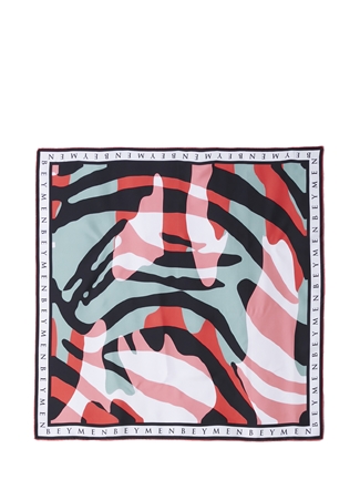 Beymen Kadın Geometrik Desenli 90x90 cm Twill İpek Eşarp Kırmızı EU