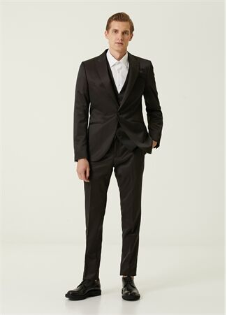 Palzileri Lab Erkek Antrasit Yelekli Yün Takım Elbise Bordo 50 IT