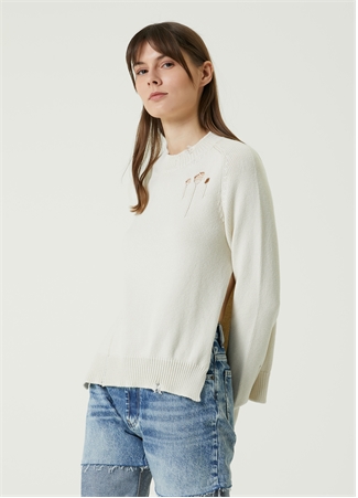 Maison Margiela Kadın Krem Yıpratma Detaylı Kazak Bej M EU Maison Margiela Kadın Krem Yıpratma Detaylı Kazak Bej M EU