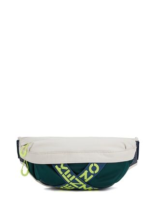Kenzo Kadın Yeşil Beyaz Logolu Bel Çantası Mavi EU