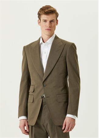 Tom Ford Erkek Haki Kırlangıç Yaka Ceket 50 IT