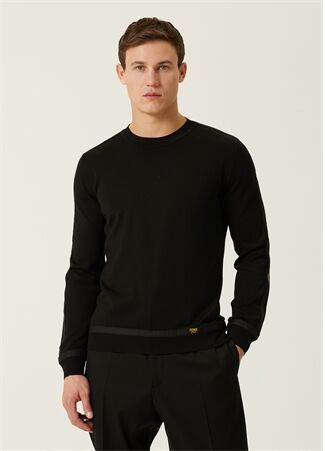 Fendi Erkek Siyah Logolu Yün Triko 46 IT