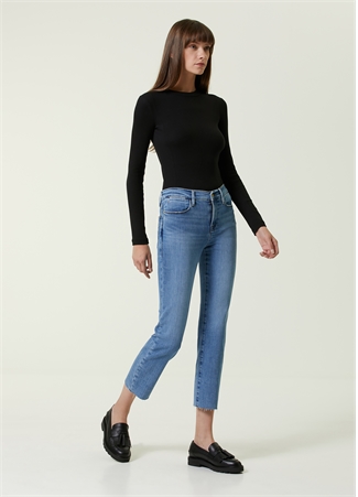 Frame Denim Kadın Le High Straight Mavi Jean Pantolon 26 US
