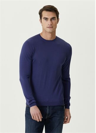 Pal Zileri Erkek Mavi İpek Kazak 50 It