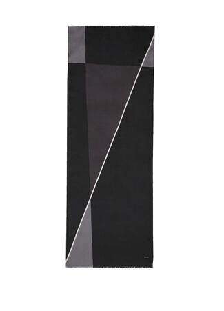 Pal Zileri Erkek Siyah Geometrik Desenli İpek Atkı EU