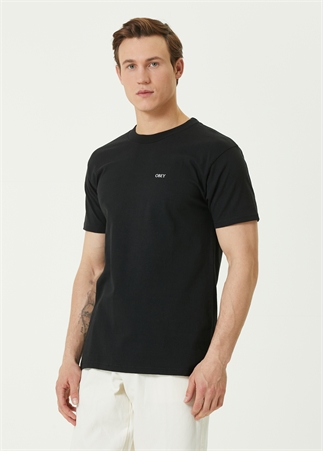 Obey Erkek Siyah Bisiklet Yaka Baskılı T-shirt S Eu