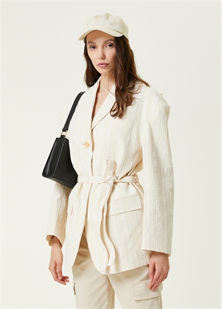 Acne Studios Kadın Bej Çizgili Kelebek Yaka Blazer 36 Fr Acne Studios Kadın Bej Çizgili Kelebek Yaka Blazer 36 Fr