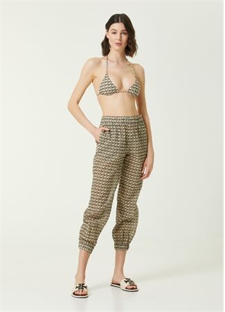 Tory Burch Kadın Krem Desenli Pantolon Bej S Eu