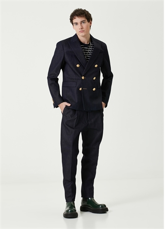 Dsquared2 Erkek Lacivert Pilili Pantolon 48 IT Dsquared2 Erkek Lacivert Pilili Pantolon 48 IT