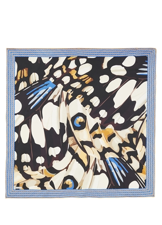 Beymen Kadın Animalier 90x90 cm Twill İpek Eşarp Mavi EU